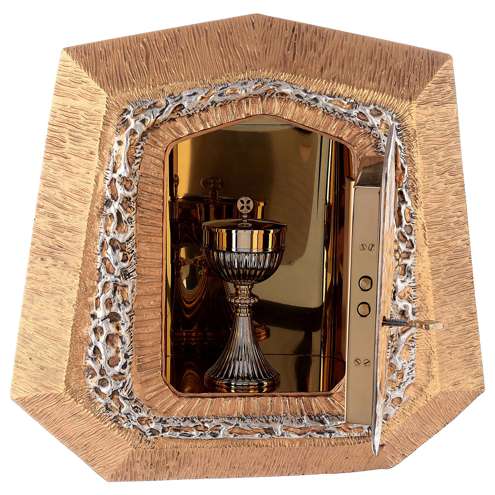 Wall-mounted gold plated tabernacle with Sacraments symbols | online ...