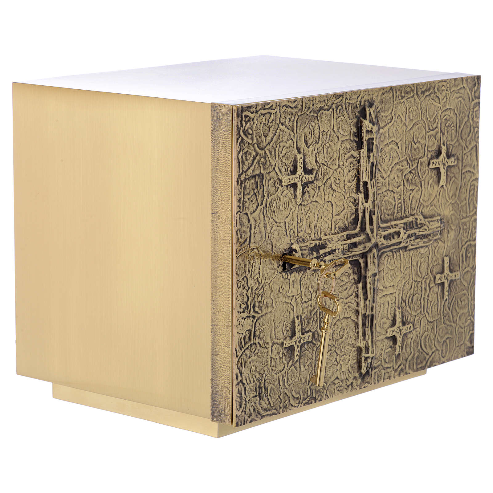 Altar Tabernacle with cross relief in gold plated brass, Molina ...