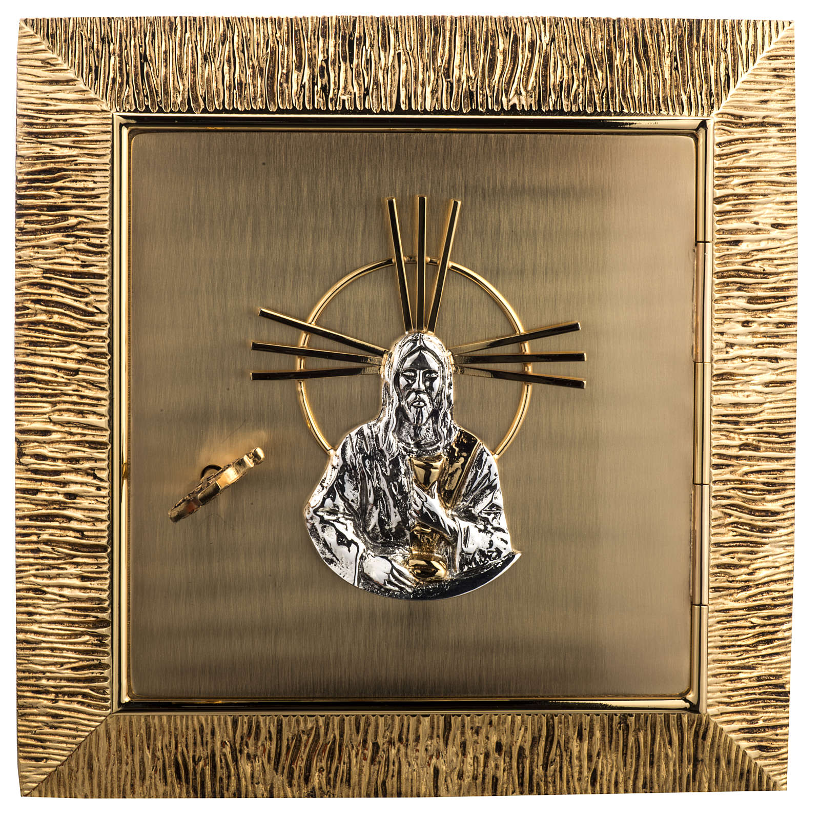 Wall Tabernacle with Jesus image in gold-plated cast brass | online ...