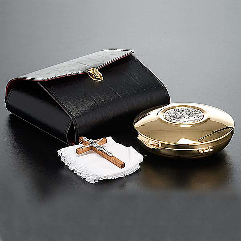 Pyx burse in leather with gold-plated pyx, 12 cm | online sales on ...