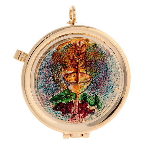 Cyborium eucharystyczne kielich i winogron, mosiądz pozłacany 24k ...