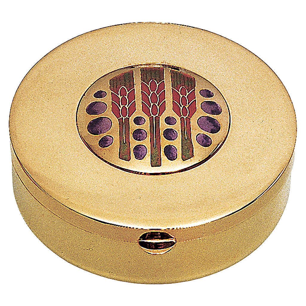 Cyborium pozłacany mosiądz grona winogron i kłosy Molina średnica 9 cm ...