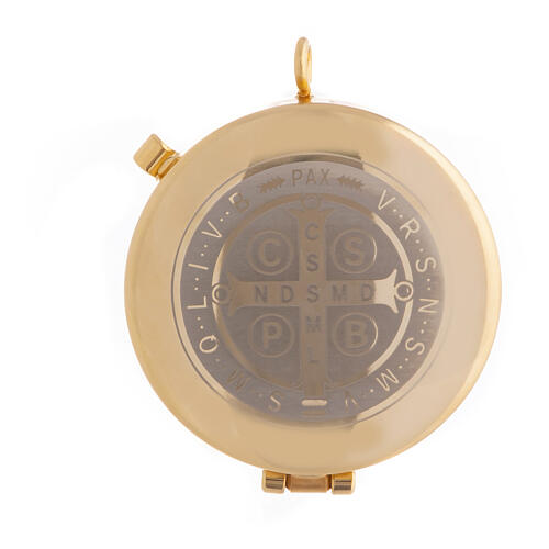 Eucharistic pyx St. Benedict of Nursia gilded brass 5 cm | online sales ...
