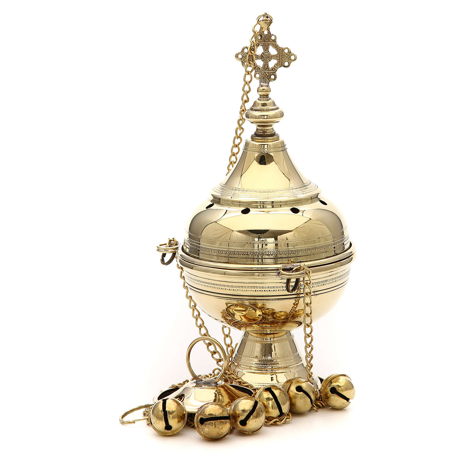 Incensario (turíbolo) de latón hecho a mano, altura 26 cm, Monjes ...