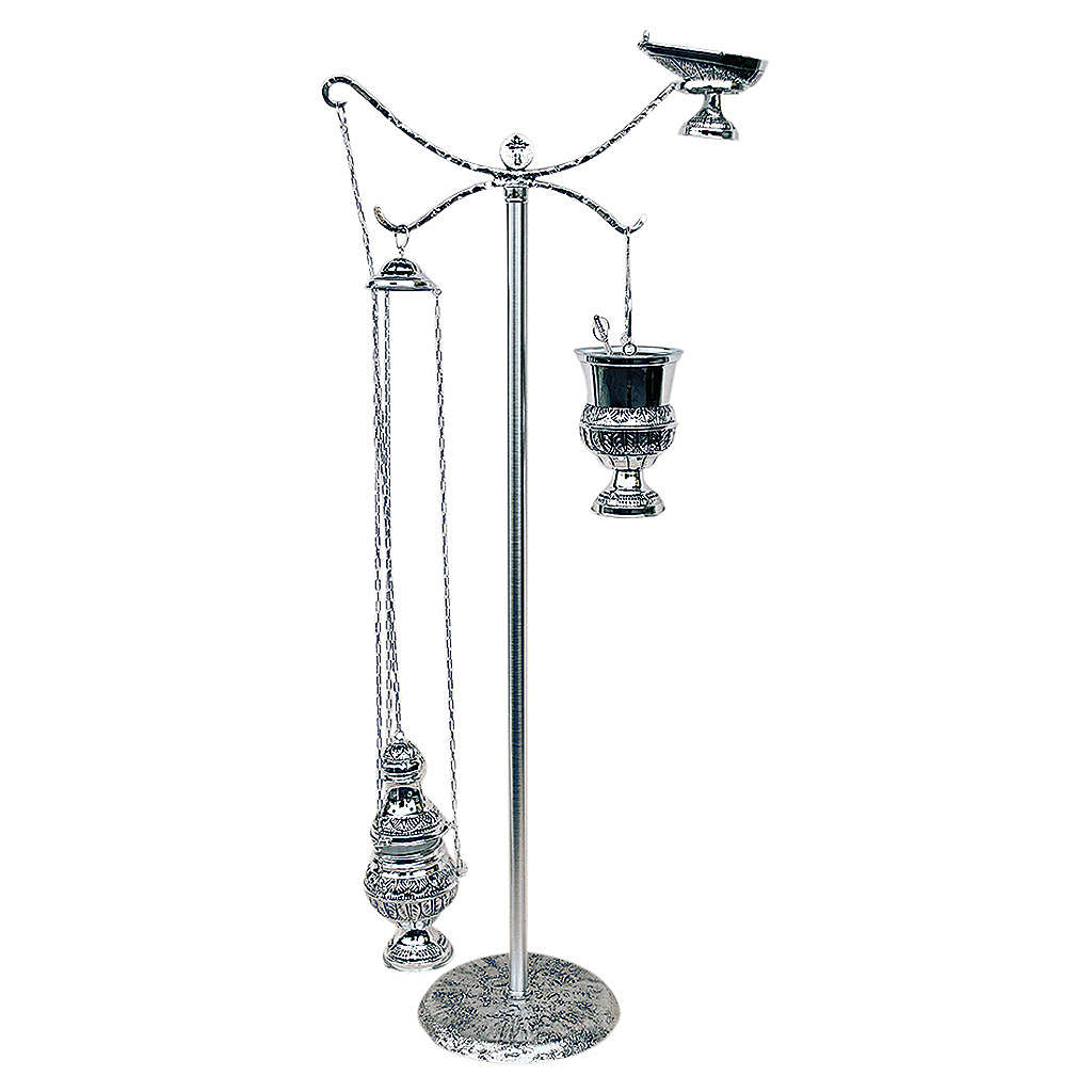 Thurible stand in silver cast brass 118cm | online sales on HOLYART.com