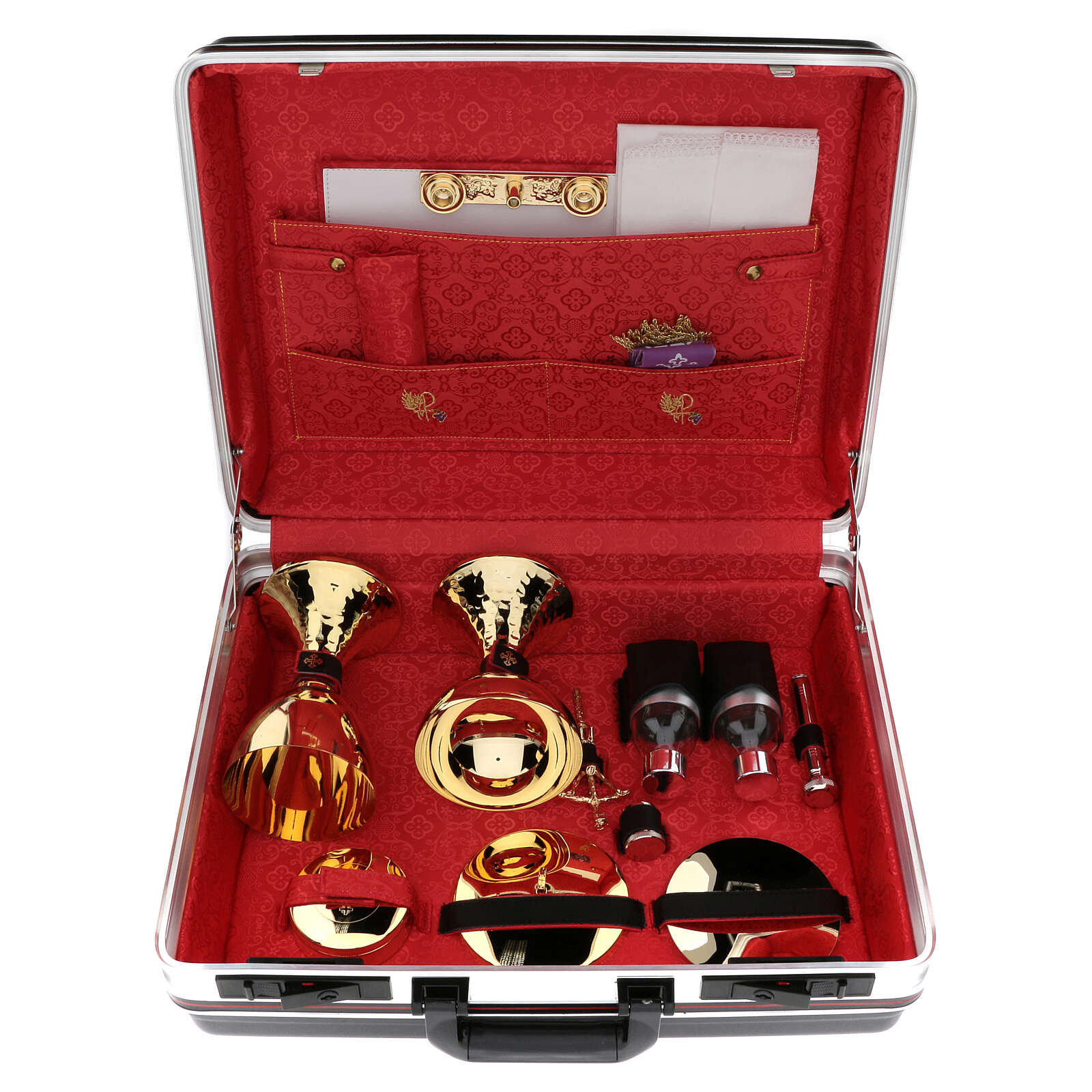 ABS briefcase with red Jacquard lining and travel mass kit | online ...