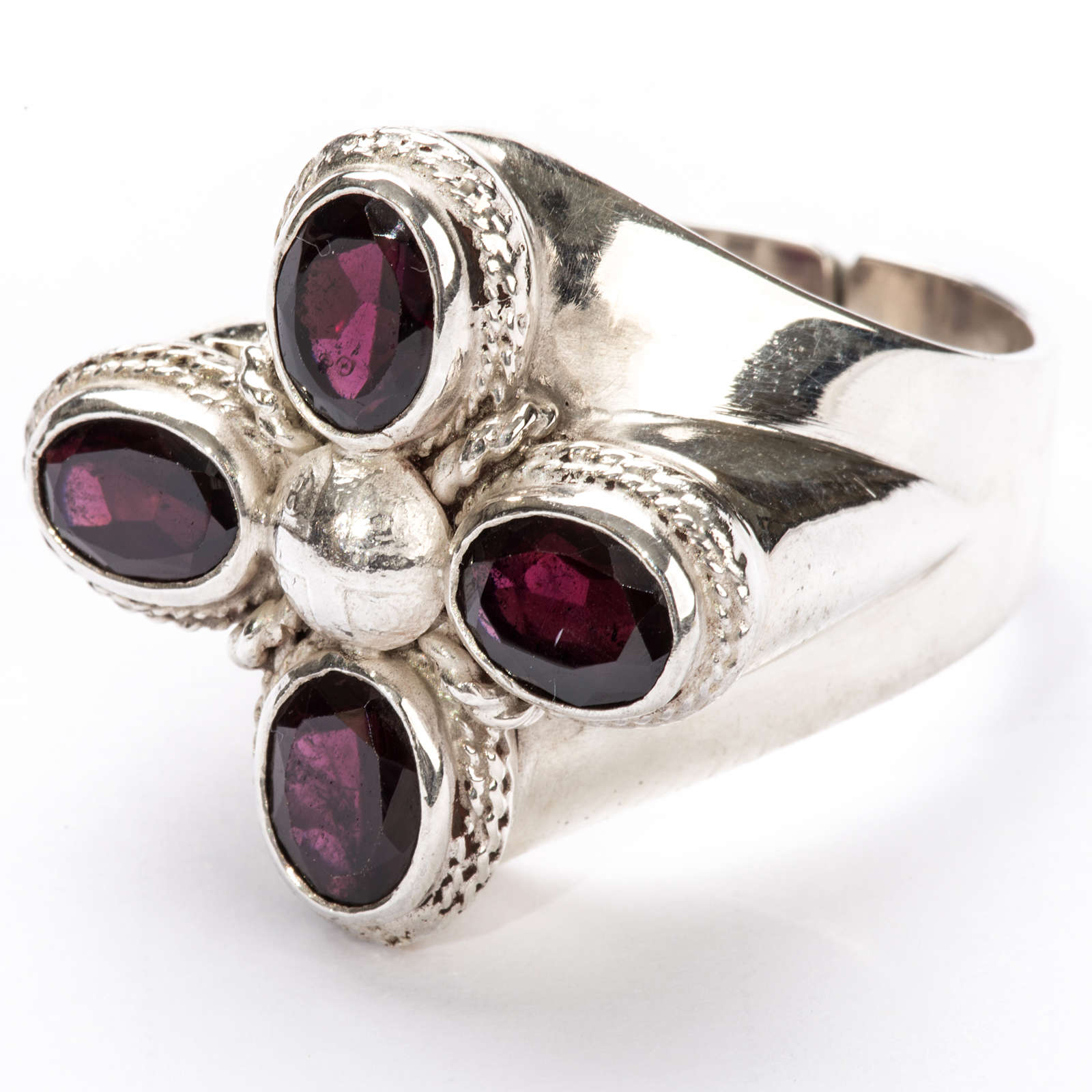 Bishop Ring in silver 925 with four garnet stones | online sales on ...