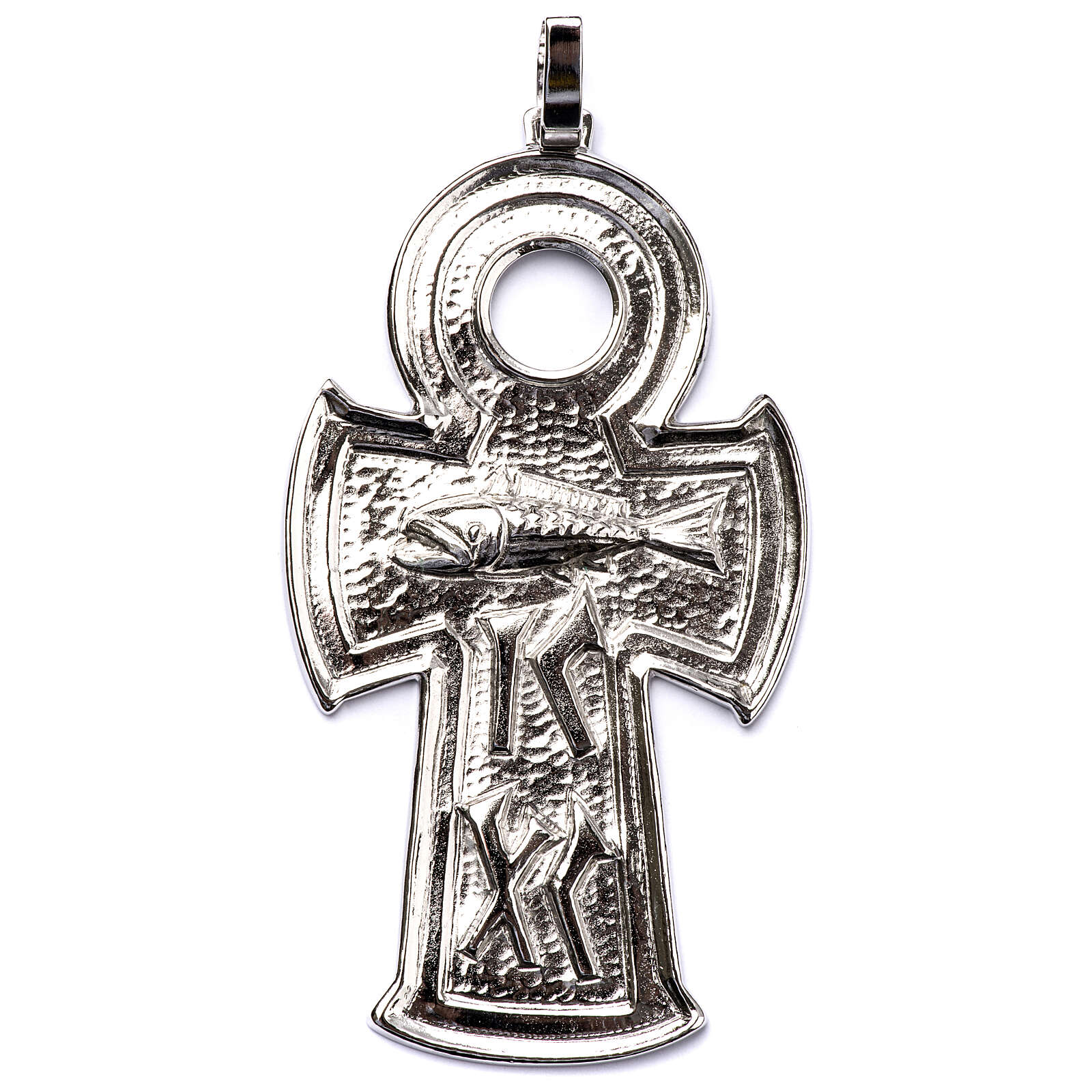 Pectoral Cross in silver 925 with fish decoration | online sales on ...