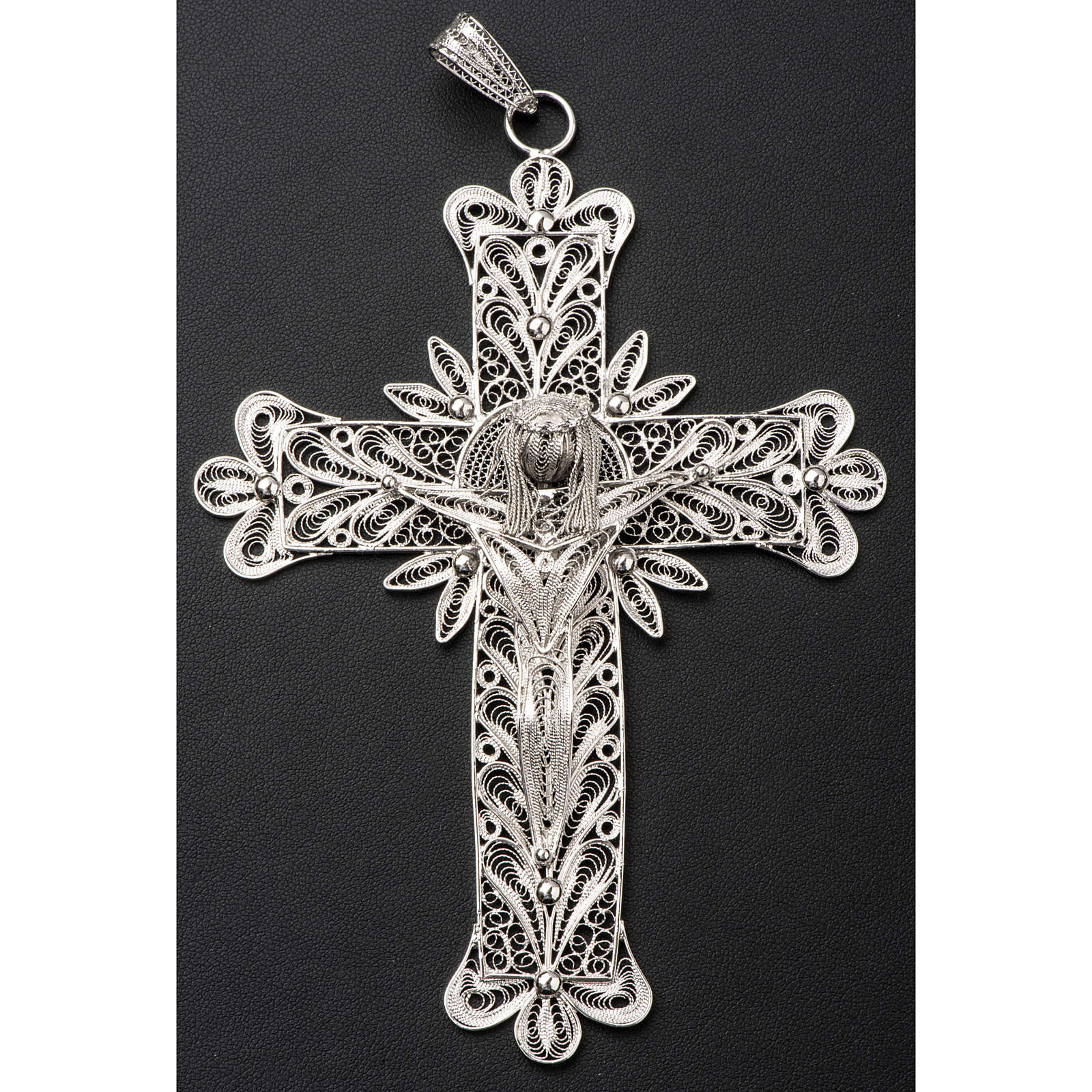 Pectoral Cross in silver, stylized Christ's body decoration | online ...