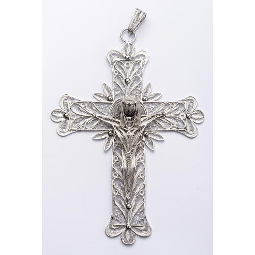 Pectoral Cross in silver, stylized Christ's body decoration | online ...