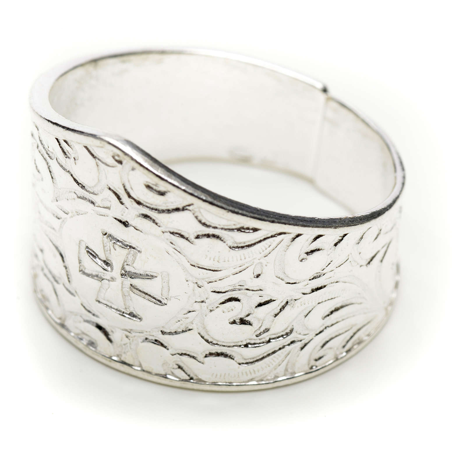 Bishop's ring in 925 silver with cross | online sales on HOLYART.co.uk
