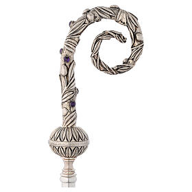 Báculo pastoral metal plateado y piedra amatista | venta online en HOLYART