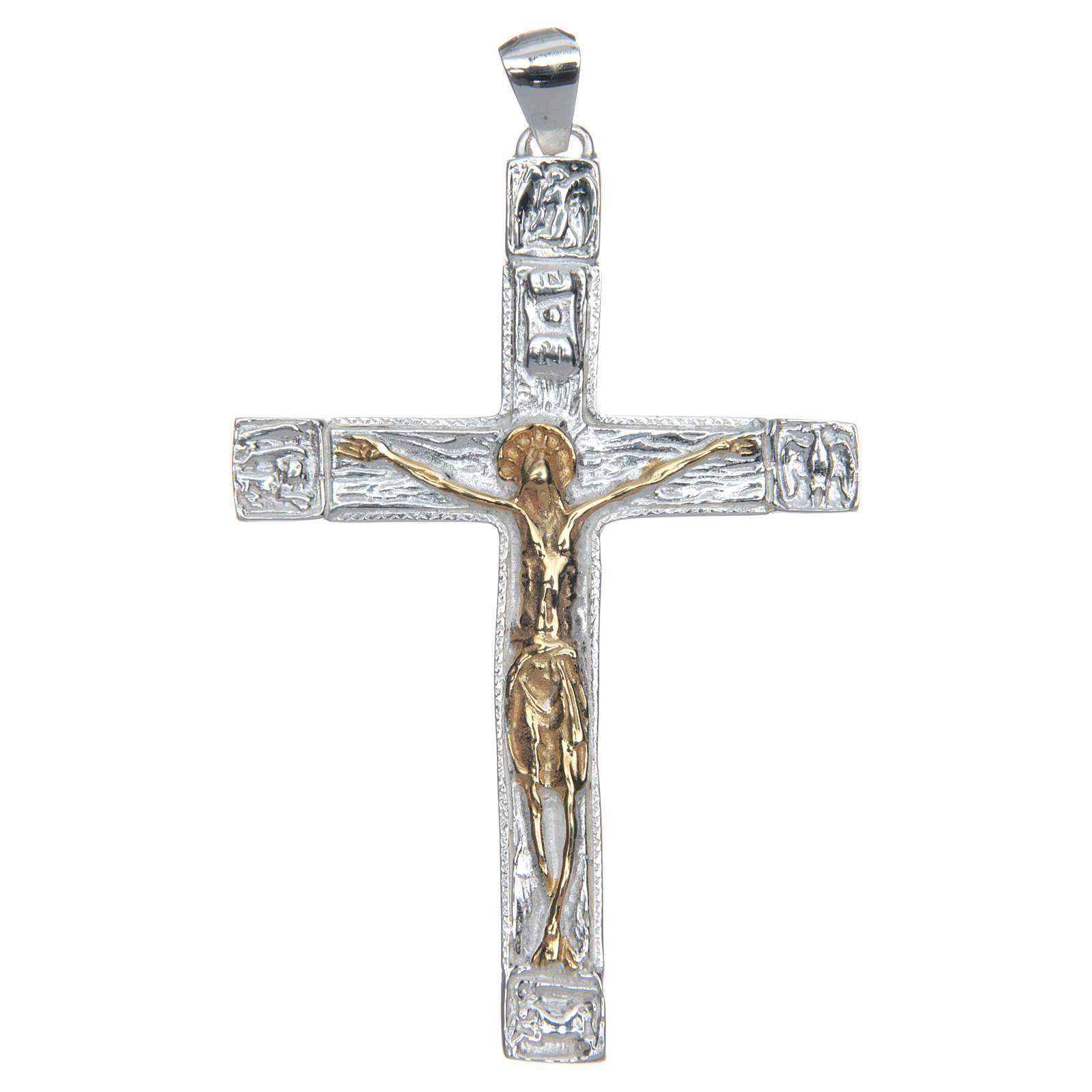 Pectoral cross, crucifix in two tone sterling silver | online sales on ...