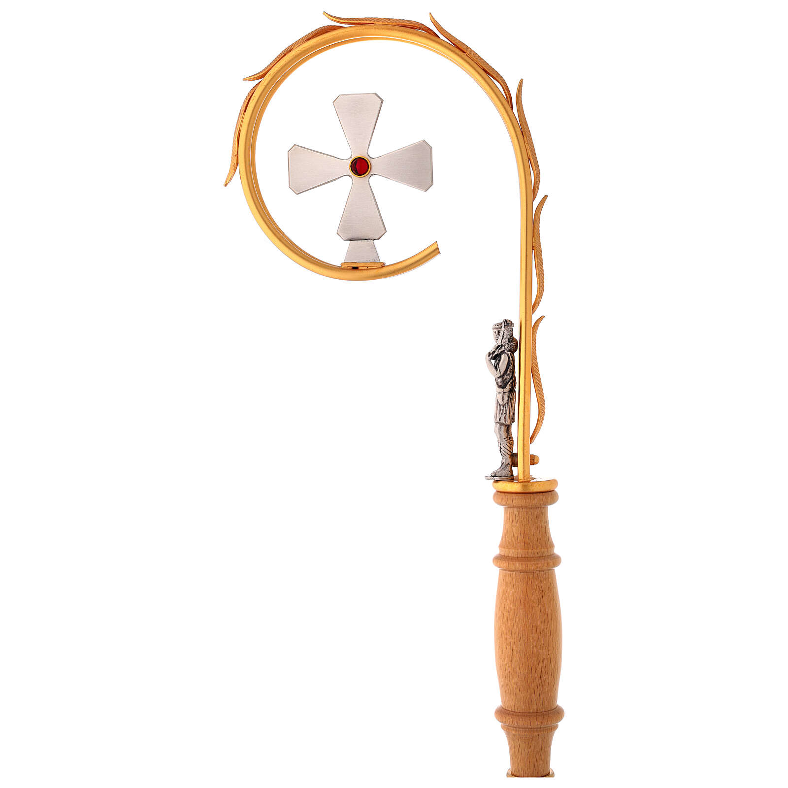 Bishop's crozier cross with red stone | online sales on HOLYART.com