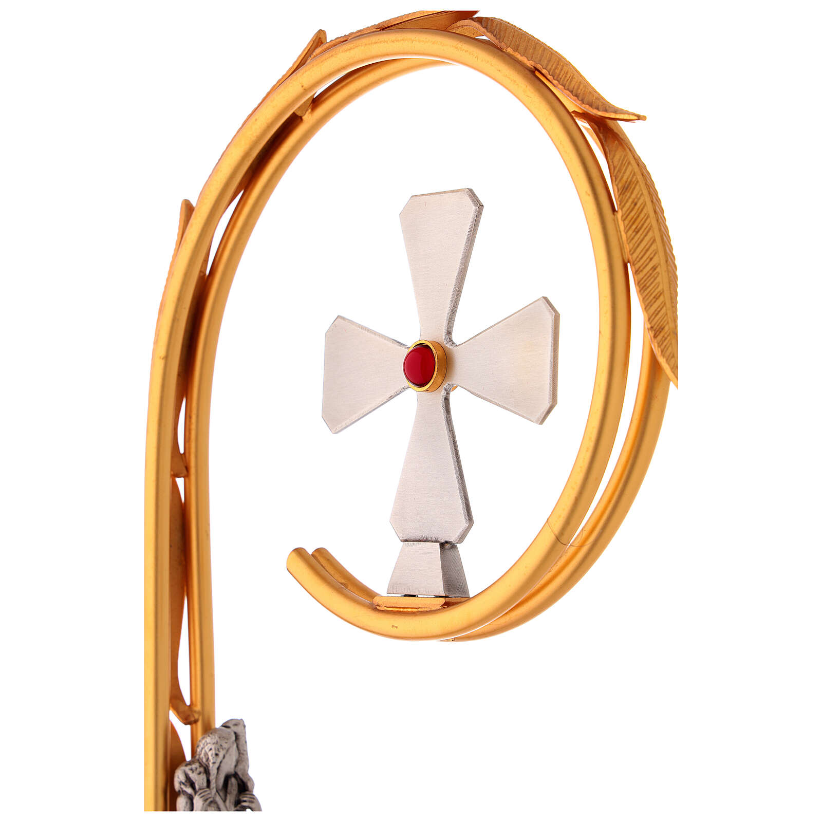 Bishop's crozier cross with red stone | online sales on HOLYART.com