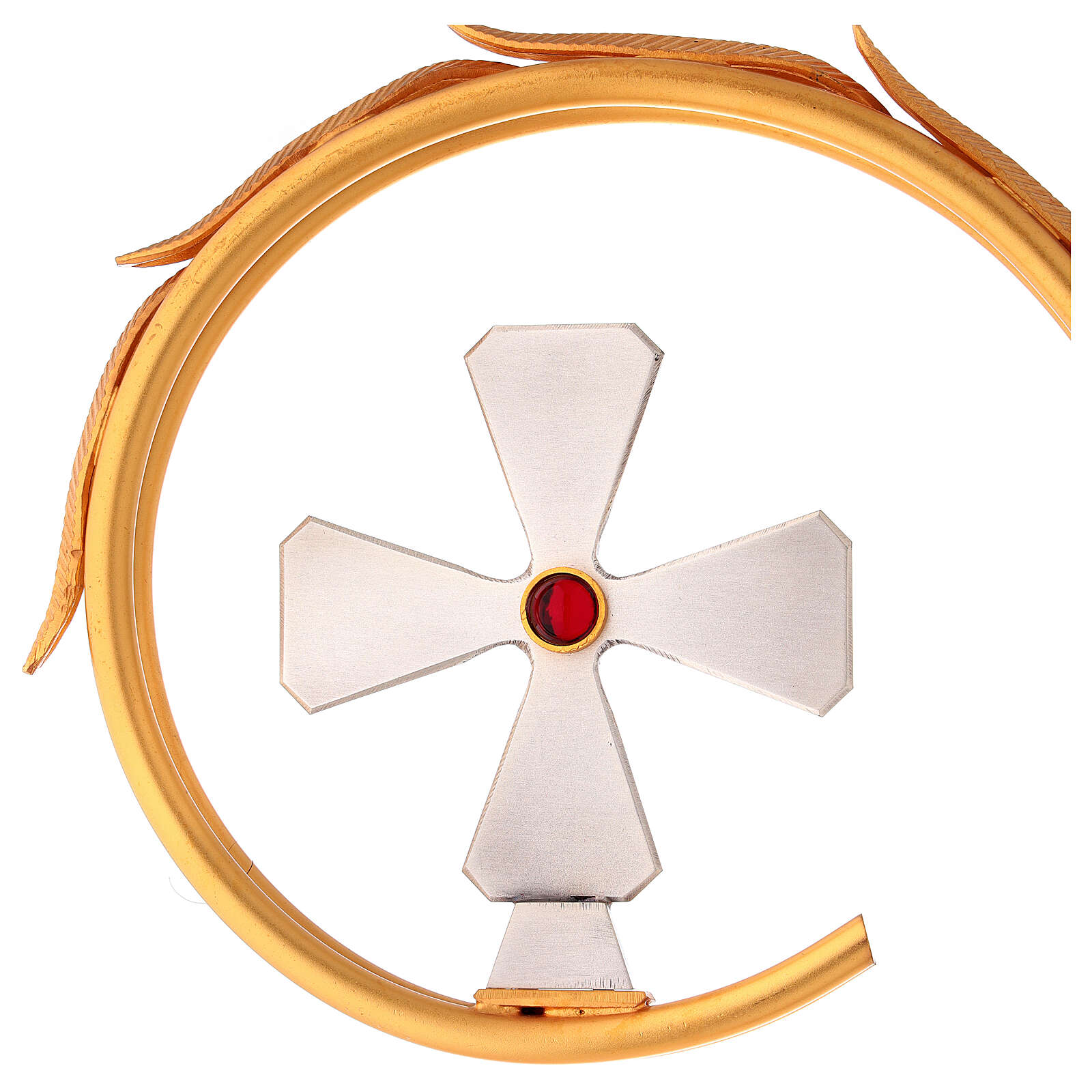 Bishop's crozier cross with red stone | online sales on HOLYART.com