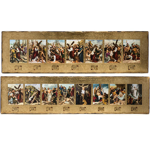 Chemin de Croix 15 stations sur 2 tableaux en bois | vente en ligne sur ...